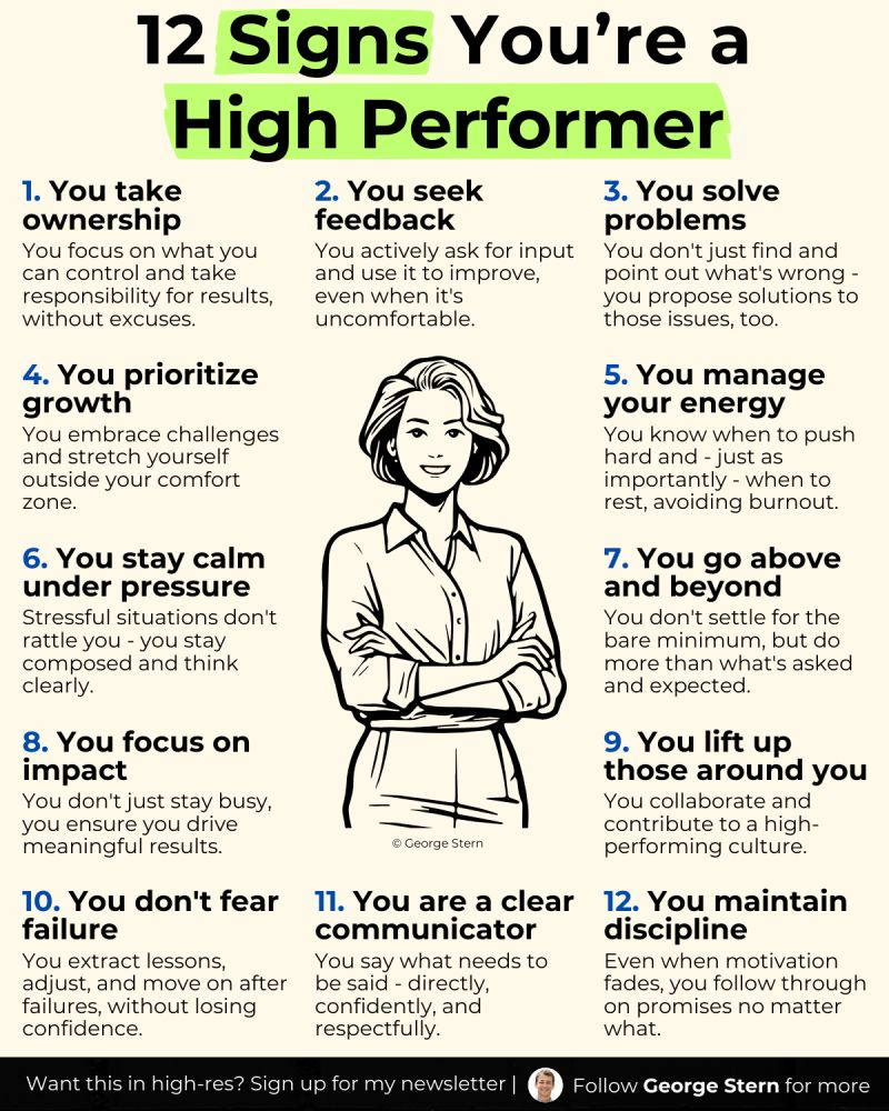 12 signs you’re a top performer. – Kenrick Vaz