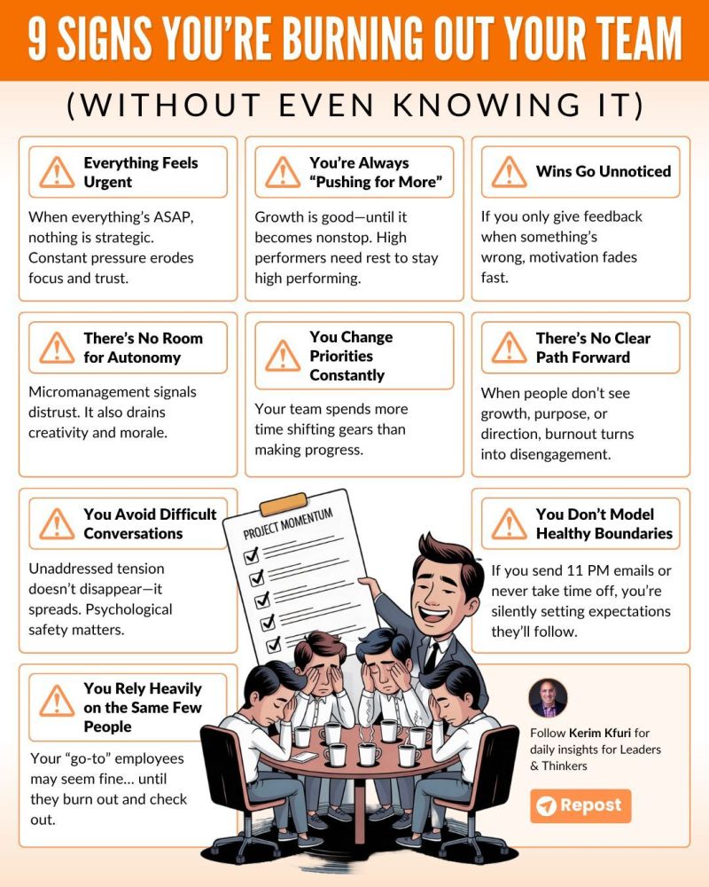 9 Signs You’re Burning Out Your Team – Kenrick Vaz