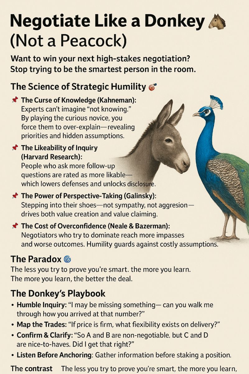 Negotiate Like a Donkey (Not a Peacock) – Kenrick Vaz